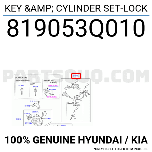 KEY & CYLINDER SET-LOCK 819053Q010 | Hyundai / KIA Parts | PartSouq