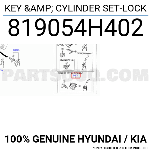 KEY & CYLINDER SET-LOCK 819054H402 | Hyundai / KIA Parts | PartSouq