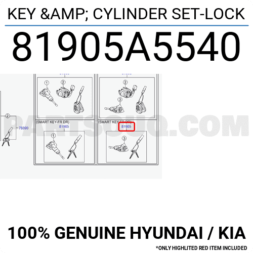 KEY & CYLINDER SET-LOCK 81905A5540 | Hyundai / KIA Parts | PartSouq