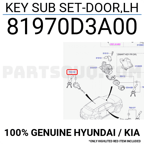 KEY SUB SET-DOOR,LH 81970D3A00 | Hyundai / KIA Parts | PartSouq