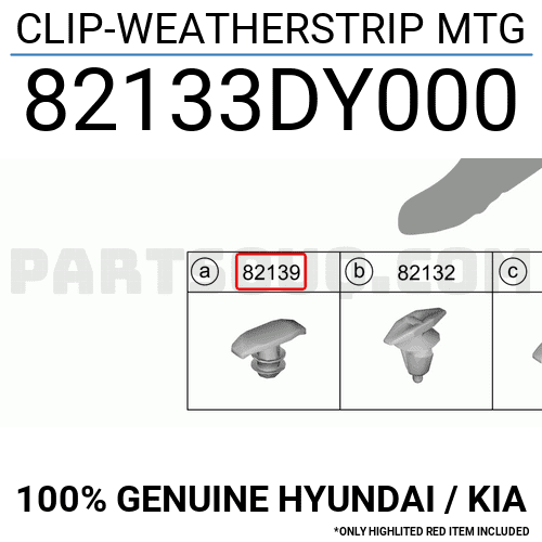 CLIP-WEATHERSTRIP MTG 82133DY000 | Hyundai / KIA Parts | PartSouq