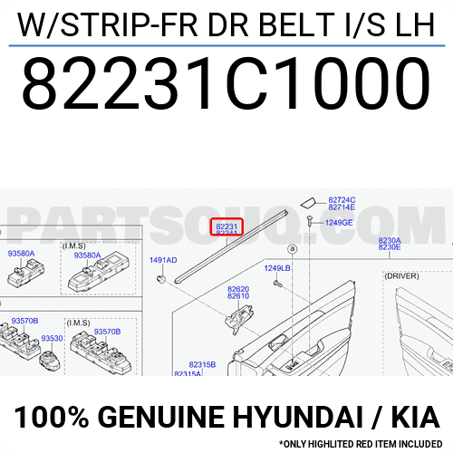 W/STRIP-FR DR BELT I/S LH 82231C1000 | Hyundai / KIA Parts | PartSouq