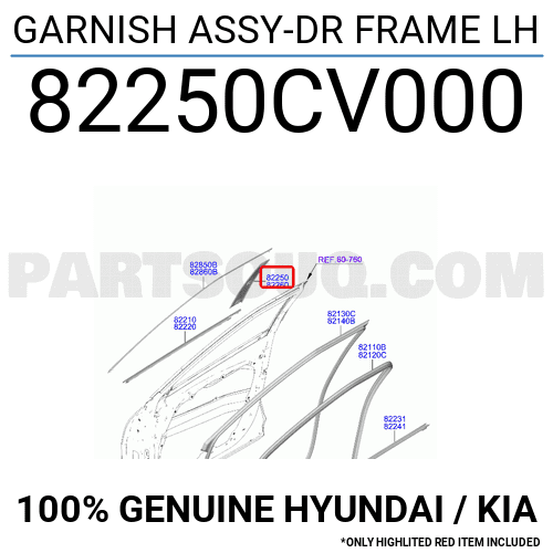 GARNISH ASSY-DR FRAME LH 82250CV000 | Hyundai / KIA Parts | PartSouq