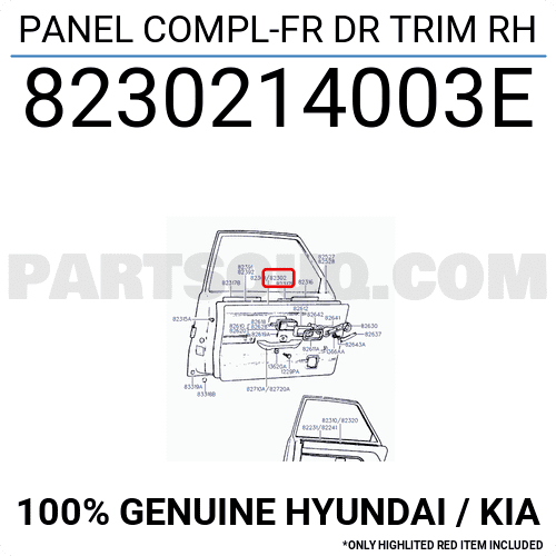PANEL COMPL-FR DR TRIM RH 8230214003E | Hyundai / KIA Parts | PartSouq