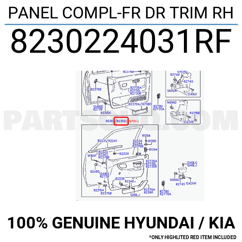 PANEL COMPL-FR DR TRIM RH 8230224031RF | Hyundai / KIA Parts | PartSouq