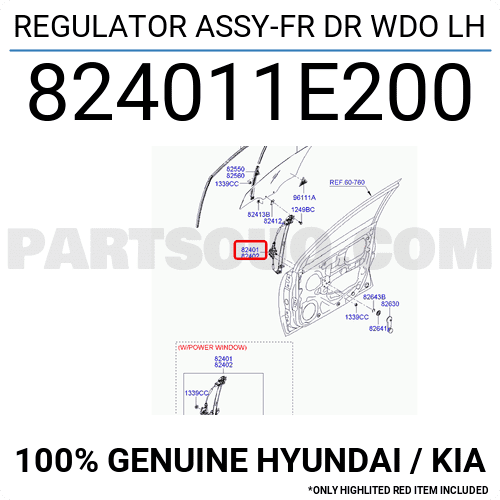 REGULATOR ASSY-FR DR WDO LH 824011E200 | Hyundai / KIA Parts | PartSouq