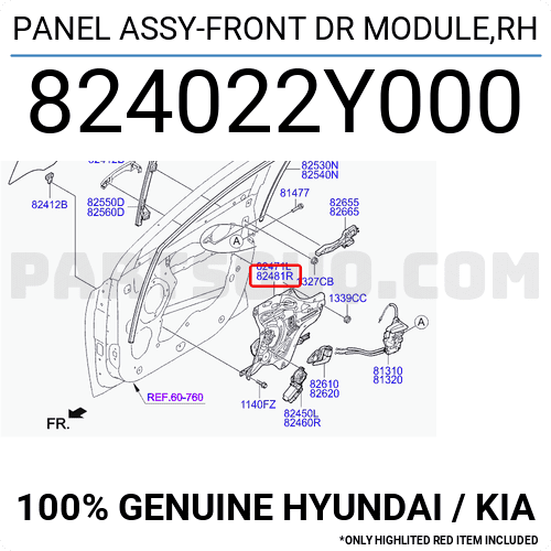 PANEL ASSY-FRONT DR MODULE,RH 824022Y000 | Hyundai / KIA Parts | PartSouq