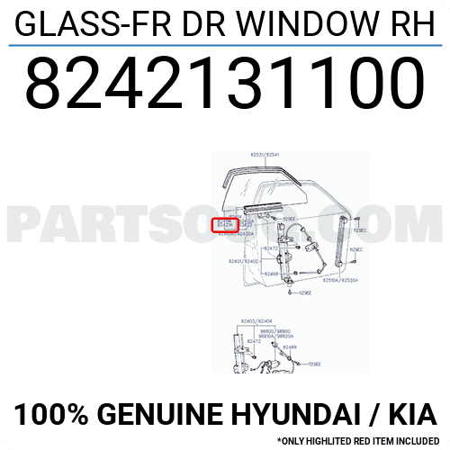 GLASS-FR DR WINDOW RH 8242131100 | Hyundai / KIA Parts | PartSouq