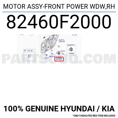 MOTOR ASSY-FRONT POWER WDW,RH 82460F2000 | Hyundai / KIA Parts | PartSouq