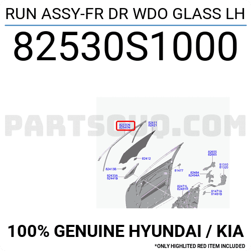 RUN ASSY-FR DR WDO GLASS LH 82530S1000 | Hyundai / KIA Parts | PartSouq