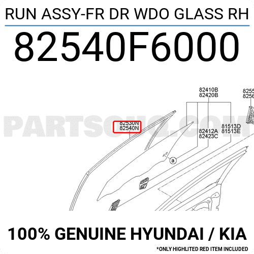 RUN ASSY-FR DR WDO GLASS RH 82540F6000 | Hyundai / KIA Parts | PartSouq
