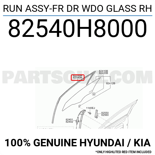 RUN ASSY-FR DR WDO GLASS RH 82540H8000 | Hyundai / KIA Parts | PartSouq