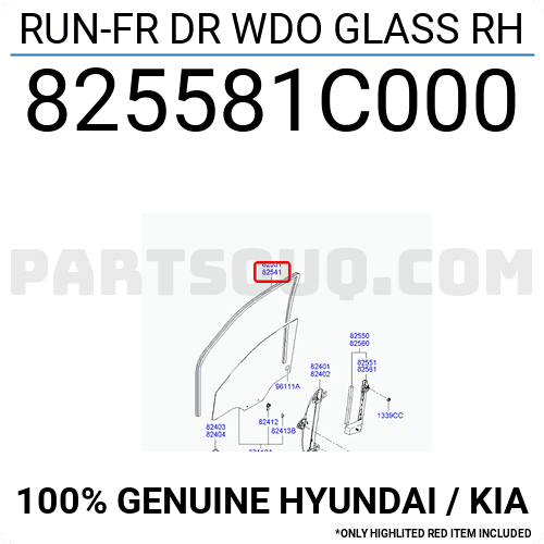 RUN-FR DR WDO GLASS RH 825581C000 | Hyundai / KIA Parts | PartSouq