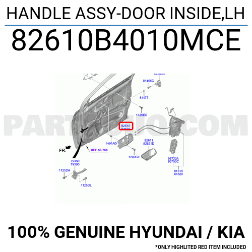 HANDLE ASSY-DOOR INSIDE,LH 82610B4010MCE | Hyundai / KIA Parts | PartSouq