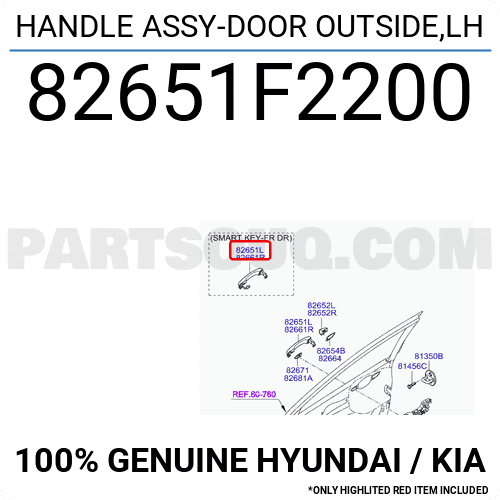 HANDLE ASSY-DOOR OUTSIDE,LH 82651F2200 | Hyundai / KIA Parts | PartSouq