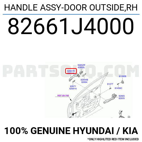 HANDLE ASSY-DOOR OUTSIDE,RH 82661J4000 | Hyundai / KIA Parts | PartSouq
