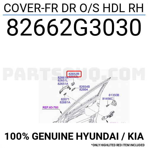COVER-FR DR O/S HDL RH 82662G3030 | Hyundai / KIA Parts | PartSouq
