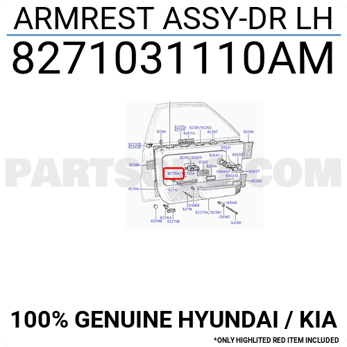 ARMREST ASSY-DR LH 8271031110AM | Hyundai / KIA Parts | PartSouq