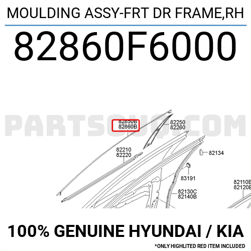 MOULDING ASSY-FRT DR FRAME,RH 82860F6000 | Hyundai / KIA Parts | PartSouq