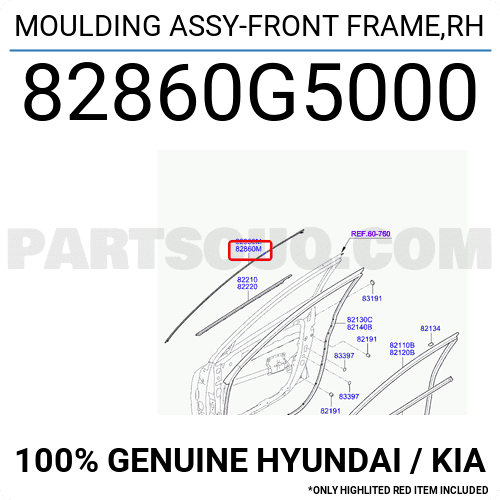 MOULDING ASSY-FRONT FRAME,RH 82860G5000 | Hyundai / KIA Parts | PartSouq