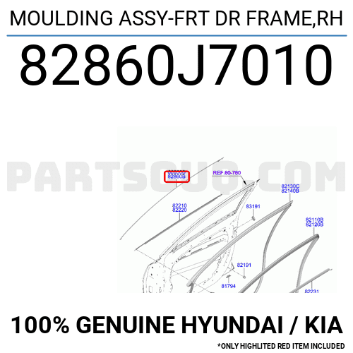 MOULDING ASSY-FRT DR FRAME,RH 82860J7010 | Hyundai / KIA Parts | PartSouq