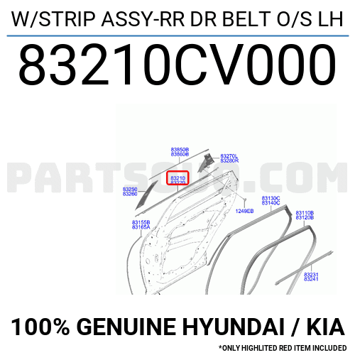W/STRIP ASSY-RR DR BELT O/S LH 83210CV000 | Hyundai / KIA Parts | PartSouq