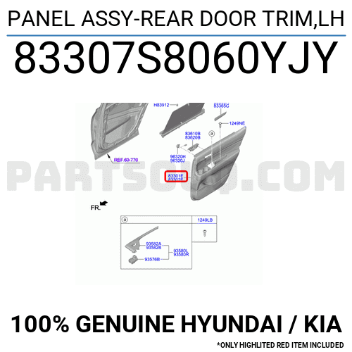 PANEL ASSY-REAR DOOR TRIM,LH 83307S8060YJY | Hyundai / KIA Parts | PartSouq