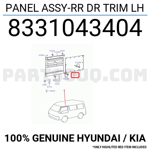 PANEL ASSY-RR DR TRIM LH 8331043404 | Hyundai / KIA Parts | PartSouq