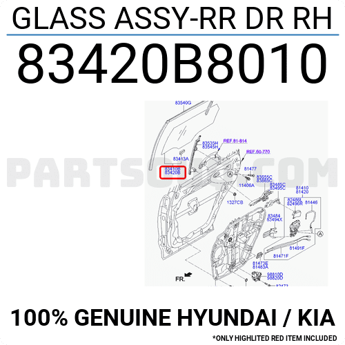 GLASS ASSY-RR DR RH 83420B8010 | Hyundai / KIA Parts | PartSouq