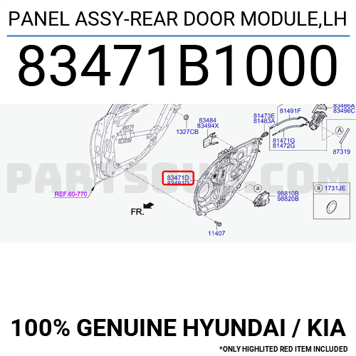 PANEL ASSY-REAR DOOR MODULE,LH 83471B1000 | Hyundai / KIA Parts | PartSouq