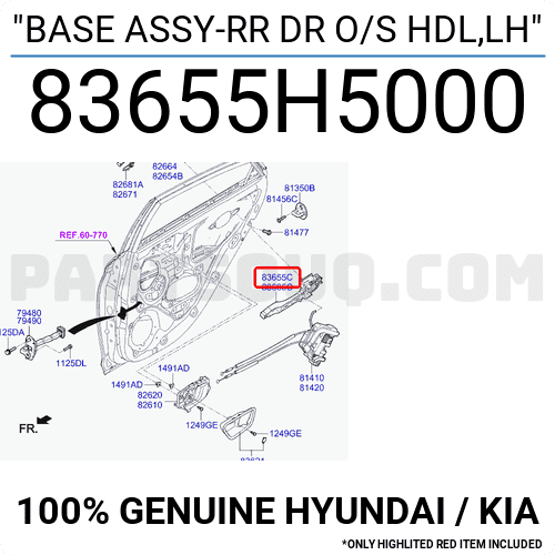 BASE ASSY-RR DR O/S HDL,LH 83655H5000 | Hyundai / KIA Parts | PartSouq