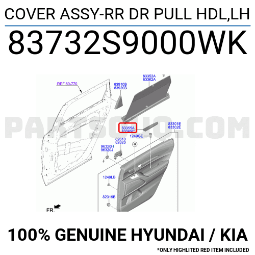 COVER ASSY-RR DR PULL HDL,LH 83732S9000WK | Hyundai / KIA Parts | PartSouq