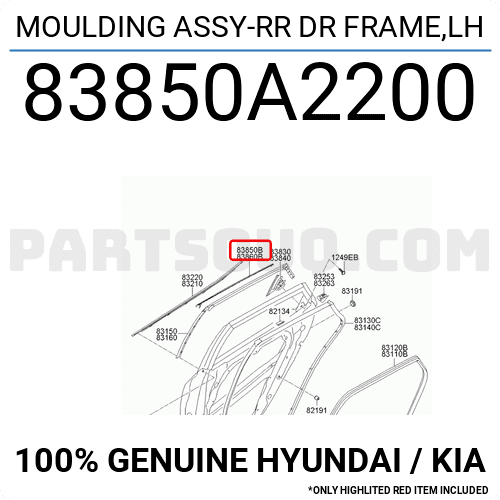 MOULDING ASSY-RR DR FRAME,LH 83850A2200 | Hyundai / KIA Parts | PartSouq