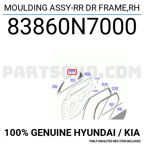 MOULDING ASSY-RR DR FRAME,RH 83860N7000 | Hyundai / KIA Parts | PartSouq