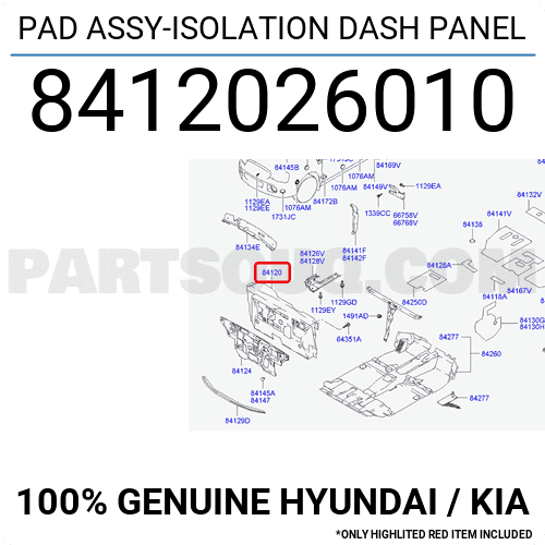 PAD ASSY-ISOLATION DASH PANEL 8412026010 | Hyundai / KIA Parts | PartSouq
