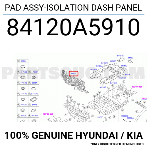 PAD ASSY-ISOLATION DASH PANEL 84120A5910 | Hyundai / KIA Parts | PartSouq