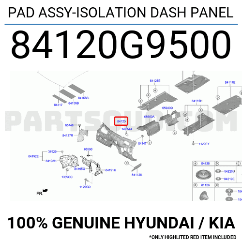 PAD ASSY-ISOLATION DASH PANEL 84120G9500 | Hyundai / KIA Parts | PartSouq