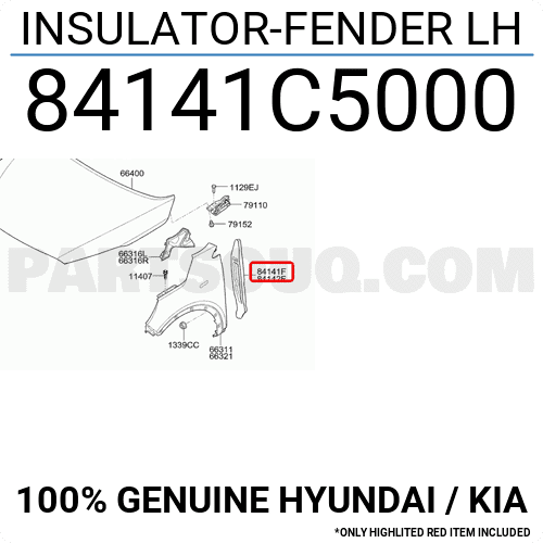 INSULATOR-FENDER LH 84141C5000 | Hyundai / KIA Parts | PartSouq