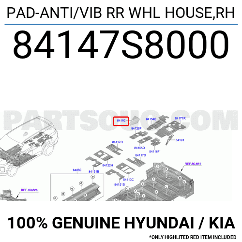 PAD-ANTI/VIB RR WHL HOUSE,RH 84147S8000 | Hyundai / KIA Parts | PartSouq