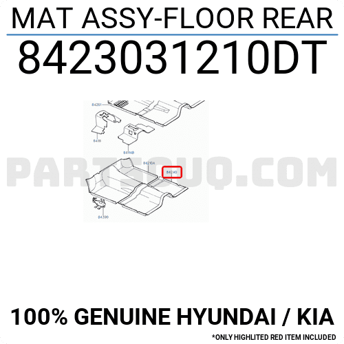 MAT ASSY-FLOOR REAR 8423031210DT | Hyundai / KIA Parts | PartSouq