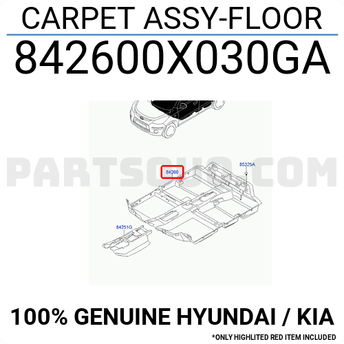 CARPET ASSY-FLOOR 842600X030GA | Hyundai / KIA Parts | PartSouq
