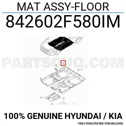 MAT ASSY-FLOOR 842602F580IM | Hyundai / KIA Parts | PartSouq
