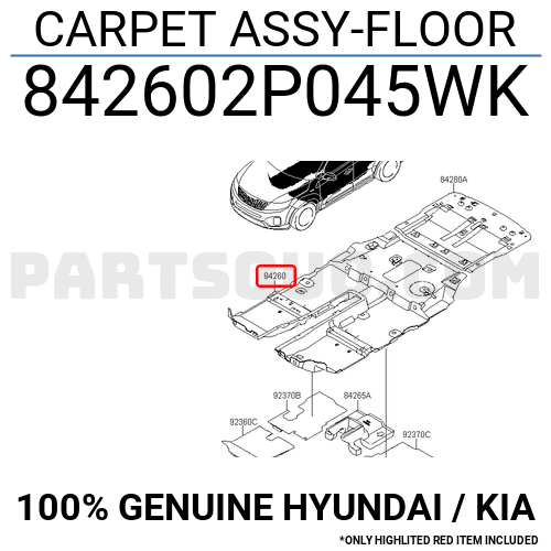 CARPET ASSY-FLOOR 842602P045WK | Hyundai / KIA Parts | PartSouq