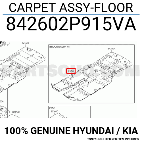 CARPET ASSY-FLOOR 842602P915VA | Hyundai / KIA Parts | PartSouq