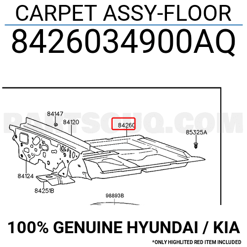 CARPET ASSY-FLOOR 8426034900AQ | Hyundai / KIA Parts | PartSouq