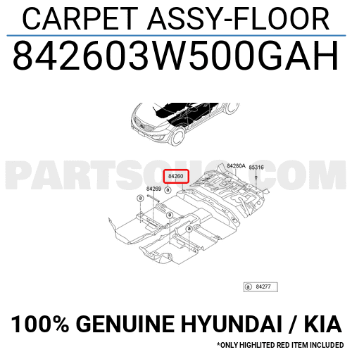 CARPET ASSY-FLOOR 842603W500GAH | Hyundai / KIA Parts | PartSouq