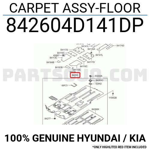 CARPET ASSY-FLOOR 842604D141DP | Hyundai / KIA Parts | PartSouq