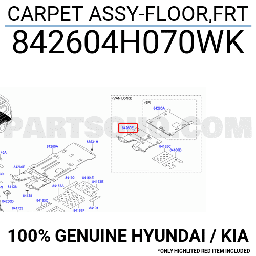 CARPET ASSY-FLOOR,FRT 842604H070WK | Hyundai / KIA Parts | PartSouq