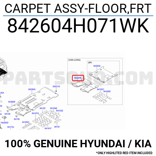 CARPET ASSY-FLOOR,FRT 842604H071WK | Hyundai / KIA Parts | PartSouq