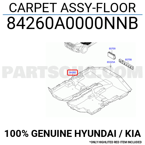 CARPET ASSY-FLOOR 84260A0000NNB | Hyundai / KIA Parts | PartSouq